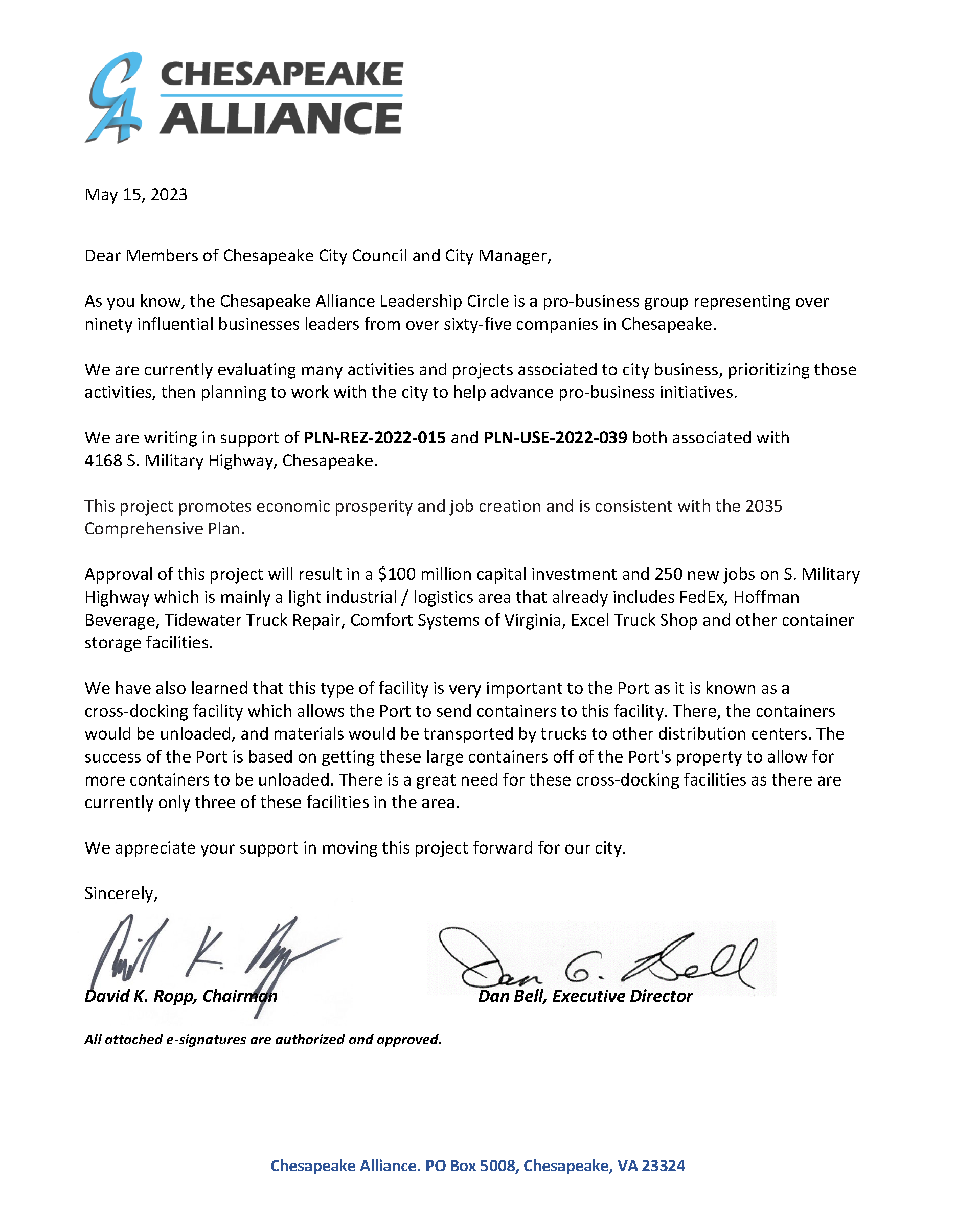 Letters of Support - The Chesapeake Alliance